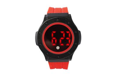 Cina Braccialetto rotondo molle rosso unisex della gomma degli orologi di Digital del touch screen in vendita