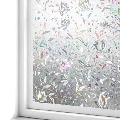 China Window Privacy Film Rainbow Window Cling 3D Decorative Stained Glass Window Coverings Static Cling Non-Adhesive Removable Film for sale