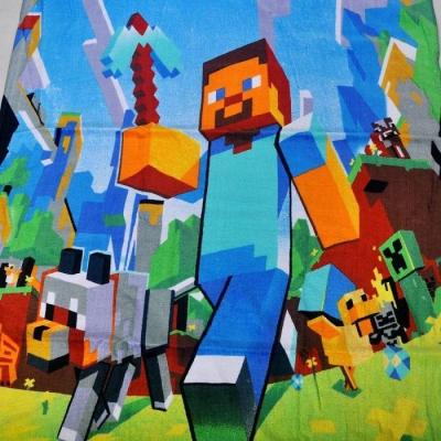 China Minecraft Bath Towel 100% cotton yarn dyed and front side reactive print Beach towel for sale