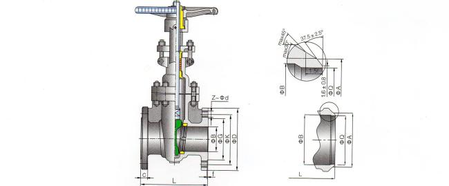Cast Steel Gate Valve Dimenions Drawings 150LB
