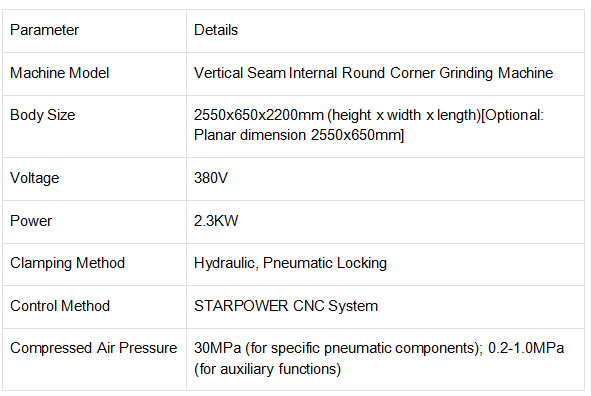 Vertical Seam Grinding Machine technical diagram