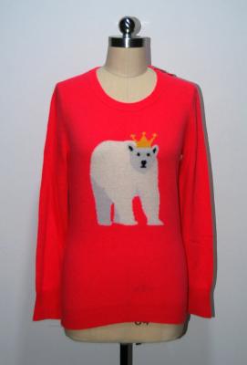 China Softness perfeito de confecção de malhas da luva longa das camisetas dos testes padrões das senhoras Intarsia à venda