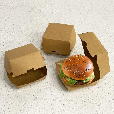 China Customized logo hamburger packaging box takeaway fast food kraft paper lunch box container for sale