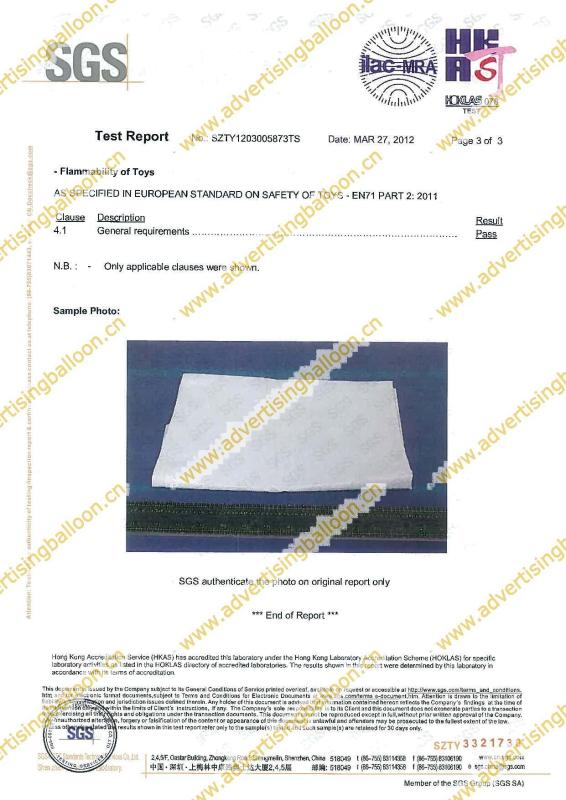 SGS EN71-2:2011 - Guangzhou Troy Balloon Co., Ltd