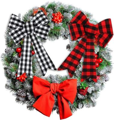 Grand arc en PVC plastique couronne de Noël arc pour la décoration de Noël en Buffalo Plaid Check