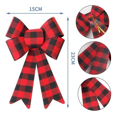 Chine Grand arc en PVC plastique couronne de Noël arc pour la décoration de Noël en Buffalo Plaid Check à vendre
