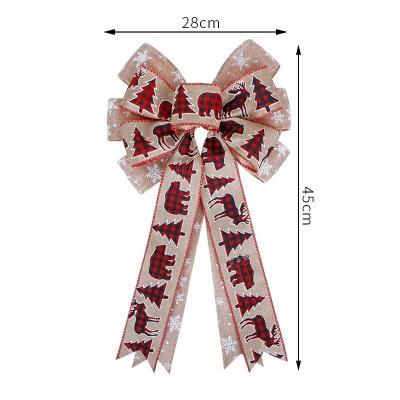 Κίνα Προσαρμοσμένη Φεστιβάλ Ribbon Bow Wired Velvet Ribbon Χριστουγεννιάτικο δέντρο Toppers Burlap Bow προς πώληση