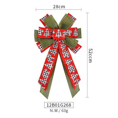 중국 커스텀 크리스마스 디코레이션을위한 큰 활 와이어 엣지 크리스마스 트리 디자인 리본 활 판매용