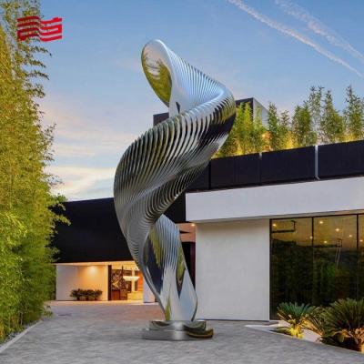 Cina Logo del cliente Scultura esterna in acciaio Specchio lucidato Finitura con struttura a spirale in vendita