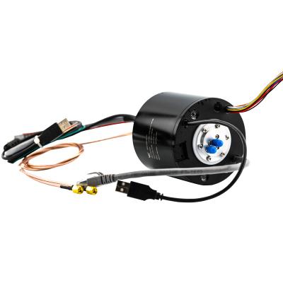 China Hybrid Slip Ring Transferring HF, USB and Ethernet Signal with Solid Shaft for sale