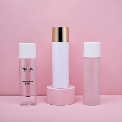 China 150ml Plastic Packaging Bottles Frosted Clear Customized Color With Alu Golden Cap for sale