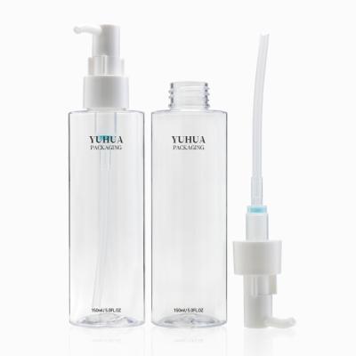 Cina la bottiglia di plastica della lozione di 100ml 130ml 150ml ha glassato la bottiglia rotonda del cilindro trasparente della pompa in vendita