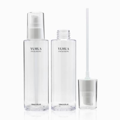 Cina la bottiglia di plastica della lozione di 100ml 130ml 150ml ha glassato la bottiglia rotonda del cilindro trasparente della pompa in vendita