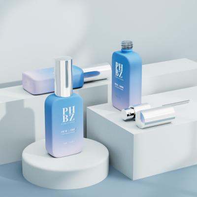 China 50ML Empty Liquid Foundation Bottles With Press Pump Blue Gradient Pink for sale