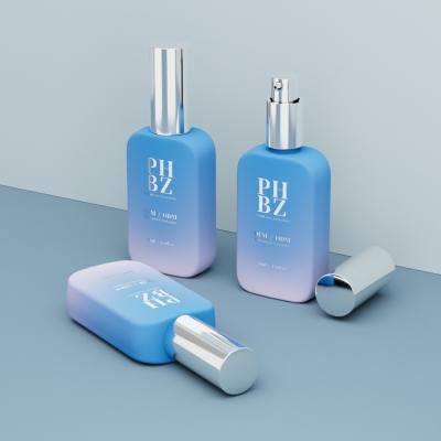 China 50ML Empty Liquid Foundation Bottles With Press Pump Blue Gradient Pink for sale