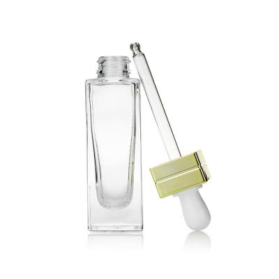 중국 멋진 럭셔리 30ML 화장품 스퀘어 드롭 아이 스포이드 세럼 병 실버 캡 새로운 도착 S063 판매용