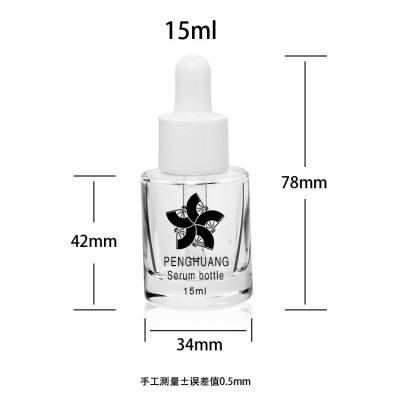 Cina bottiglia di vetro rotonda del cilindro 15ml con il contagoccia di plastica bianco in vendita