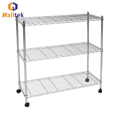 Customized Chrome Plated 3 Layers Stainless Steel Wire Shelf Adjustable For Kitchen