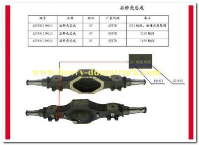 Cina numero del pezzo AZ9981330065 del assy dell'alloggio del asse posteriore del pezzo di ricambio del sinotruk in vendita