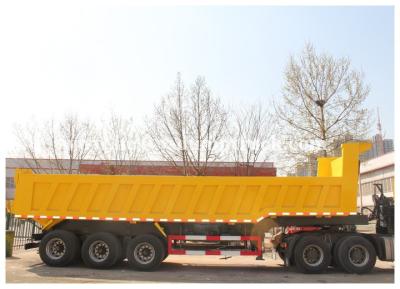 中国 庭の貨物景色の使用側面/水圧シリンダの持ち上がるシステムが付いている端のダンプのトレーラー 販売のため