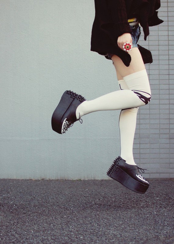 striped over the knee socks