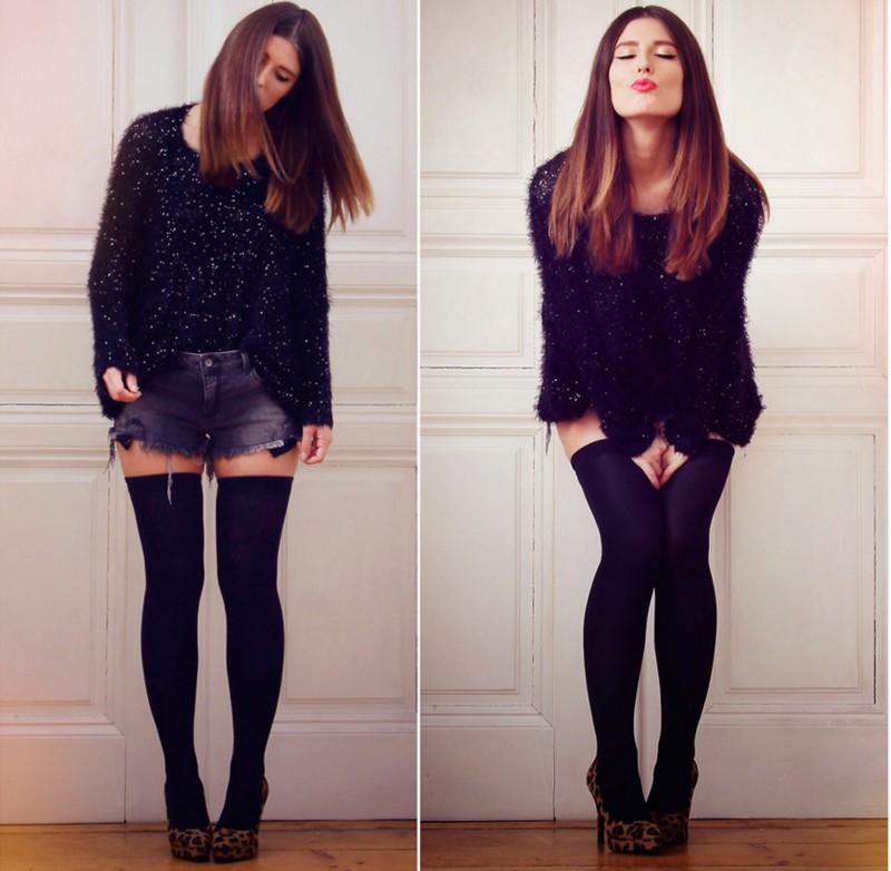 black over the knee socks