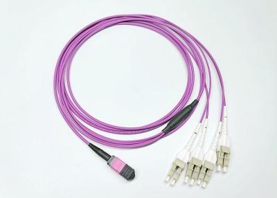 中国 3.0mmデータ センタLSZHの物質的なすみれ色色のための多重モードOM4 MPOのファン・アウト ケーブル 販売のため