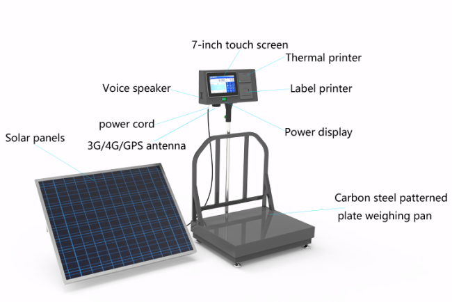 7-Inch AI Intelligent Android System LCD Bench Scale Solar-Powered Weighing Scale kg Units Label Print Traceability OEM ODM