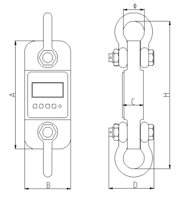 LCD Display Digital Dyno 1t 5t 10t 50ton Remote Control Hook Shackle Dynamometer Wireless Digital Dynamometer Load Cell