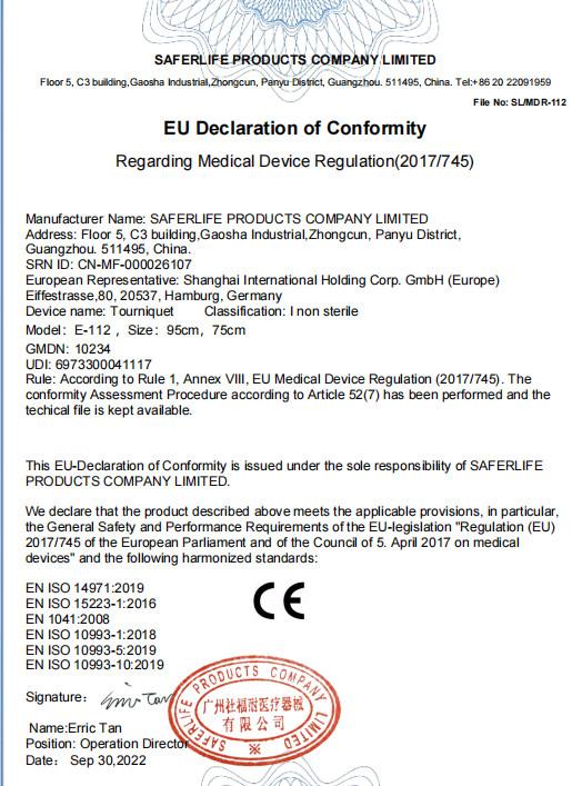 EU Declaration of Conformity - Saferlife Products Co., Ltd.