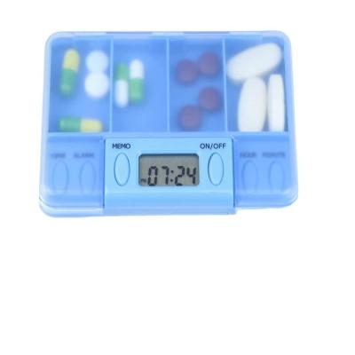 China Good selling alarm timer travel self-timer pill box weekly organizer  pill dispenser electronic 4 Compartments case reminder for sale