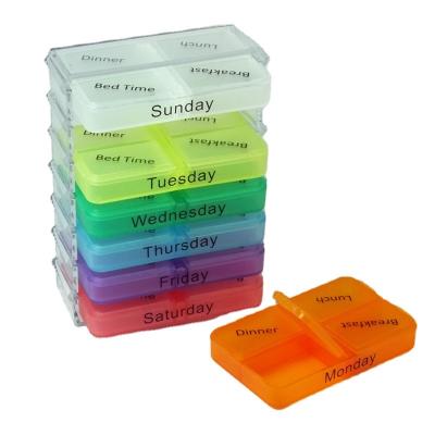 China Hot Selling  Rainbow Mini Pill Box 7 days Pill Box Colorful Weekly Pill Box for sale