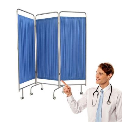 Cina Convenient Bedside Patient Privacy Medical Mobile Foldable Screen With Convenient Casters Hospital Stainless Steel 1800mm*180mm Metal in vendita