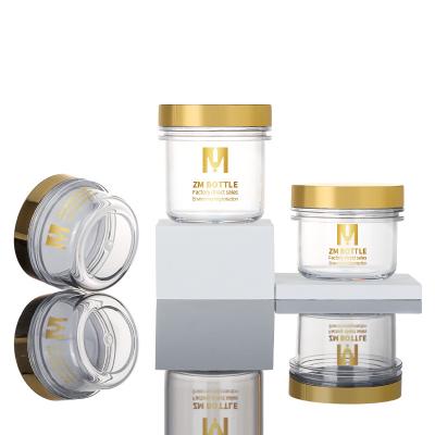 Cina Vasetti di crema cosmetica in plastica trasparente per la cura della pelle vuota con coperchio dorato in vendita