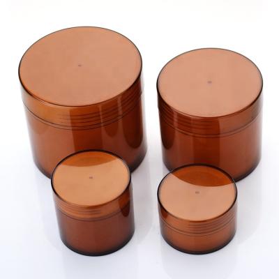 Cina 4 barattoli cosmetici vuoti di plastica di Oz con i coperchi Amber Color Wide Mouth in vendita