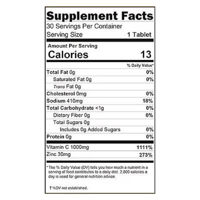 中国 免疫力サポート用ビタミンC発泡錠 30錠ボトル 販売のため