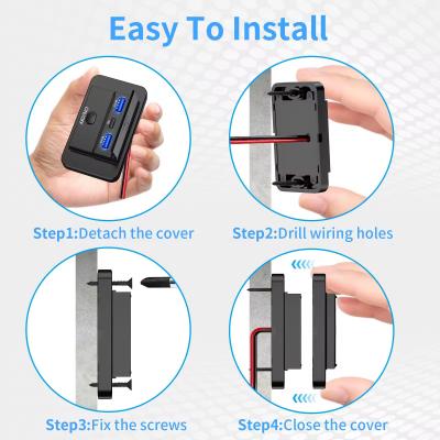 Cina Presa di corrente USB C da 12V per camper, caricatore per telefono, doppia porta QC con installazione a filo in vendita