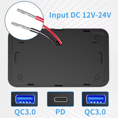 Cina Presa di corrente USB C da 12V per camper, caricatore per telefono, doppia porta QC con installazione a filo in vendita