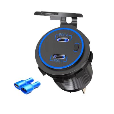 China Type C Fast USB Charger For Car PD3.0 36W Dual Port Vehicle Marine Bus USB Charger for sale