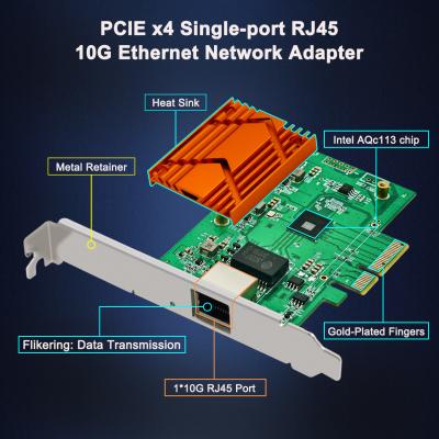 중국 PCIe x4 단일 포트 RJ45 10G 이더넷 네트워크 어댑터 판매용