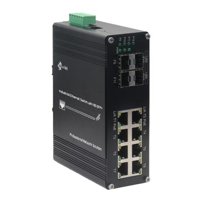 China Industrial 8-Port PoE+ Gigabit Switch 4 SFP Ports Hardened for Harsh Environments for sale