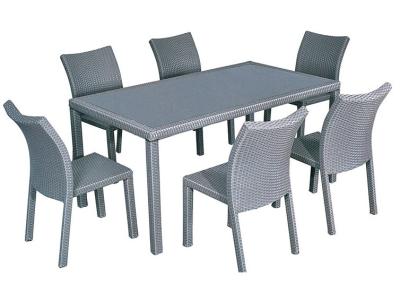 Cina Rattan di Seater dell'argento 6 che pranza la mobilia dell'interno stabilita del salone del rattan in vendita