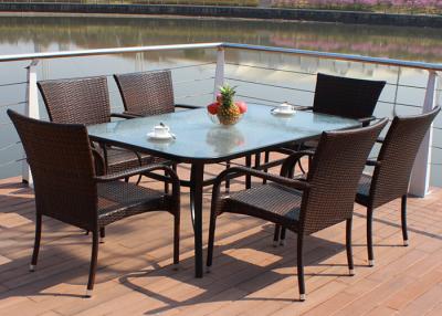 Cina Caffè/nero un patio di 7 pezzi che pranza i tavoli da pranzo e le sedie stabiliti del rattan in vendita