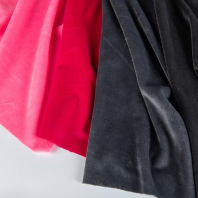 China Korte pluis fluwelen stof 95% polyester 5% spandex elastische aangepaste kleur plain style Te koop
