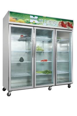 China La puerta del anuncio publicitario tres enfrió la unidad de visualización, servicio 1500l sobre el refrigerador de la exhibición en venta