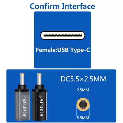 중국 100W USB 유형 C 암-DC 5.5x2.5mm 수 PD 커넥터 고속 고속 충전 판매용