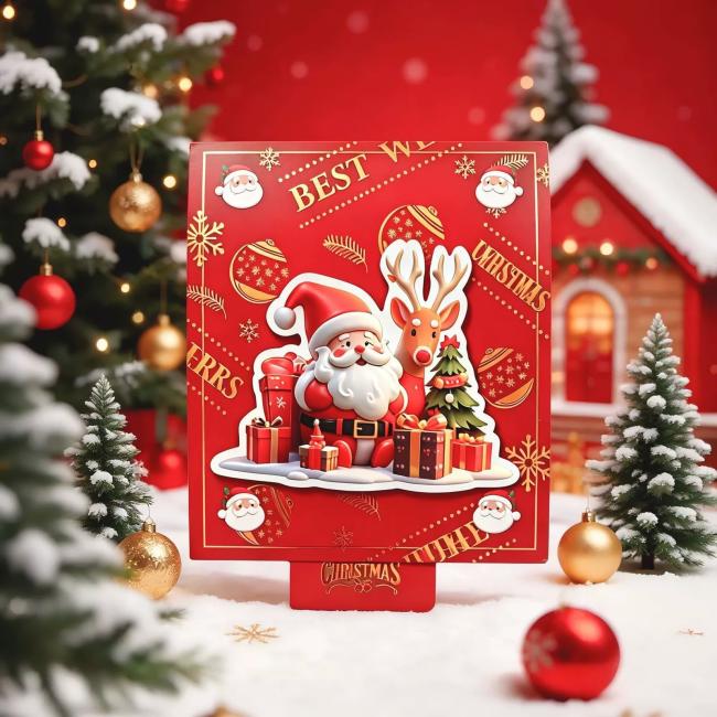 Christmas Santa folding cash card front display showing festive design