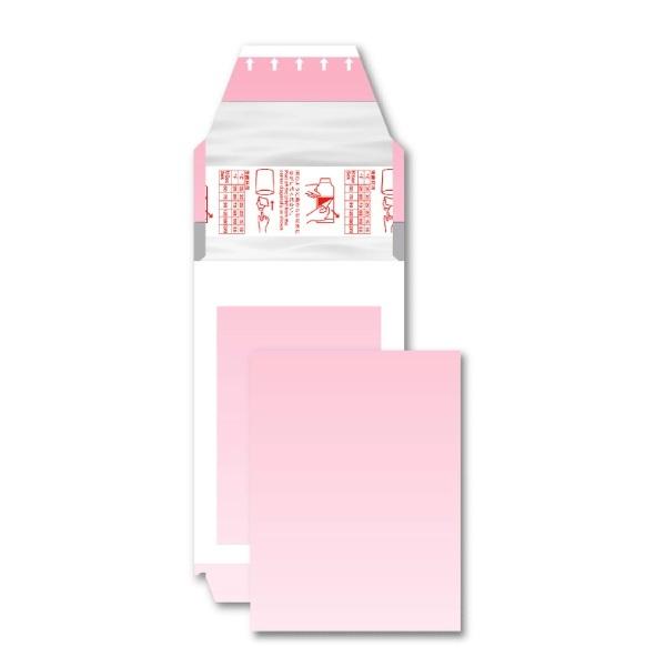 Pink gradient custom peel-apart polaroid mini card cover layout showing printed instructions and fold structure