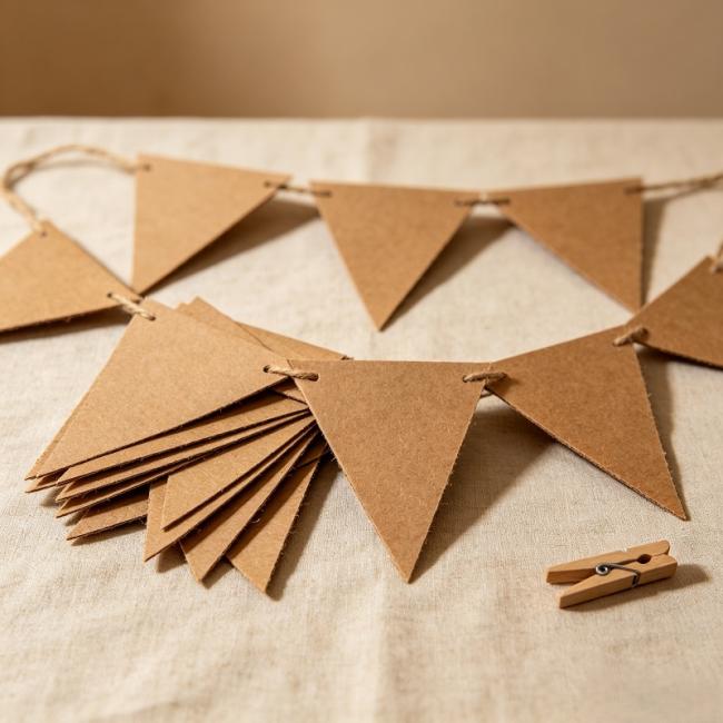 Recycled kraft paper triangle pennant garland roll for eco party decoration