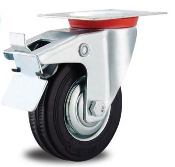China 3 inch locking wheels rubber casters with brake total lock caster 75mm for sale